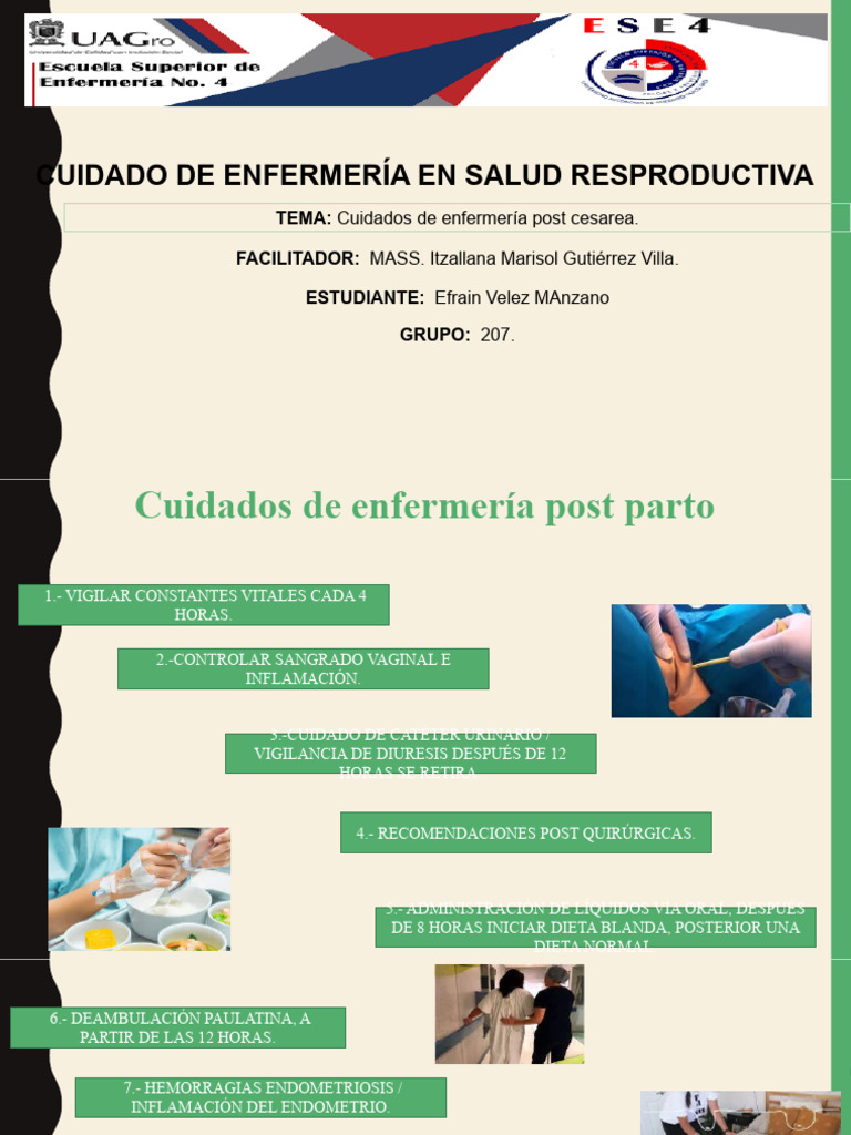 Cuidados de Enfermeria Post Cesarea | PDF
