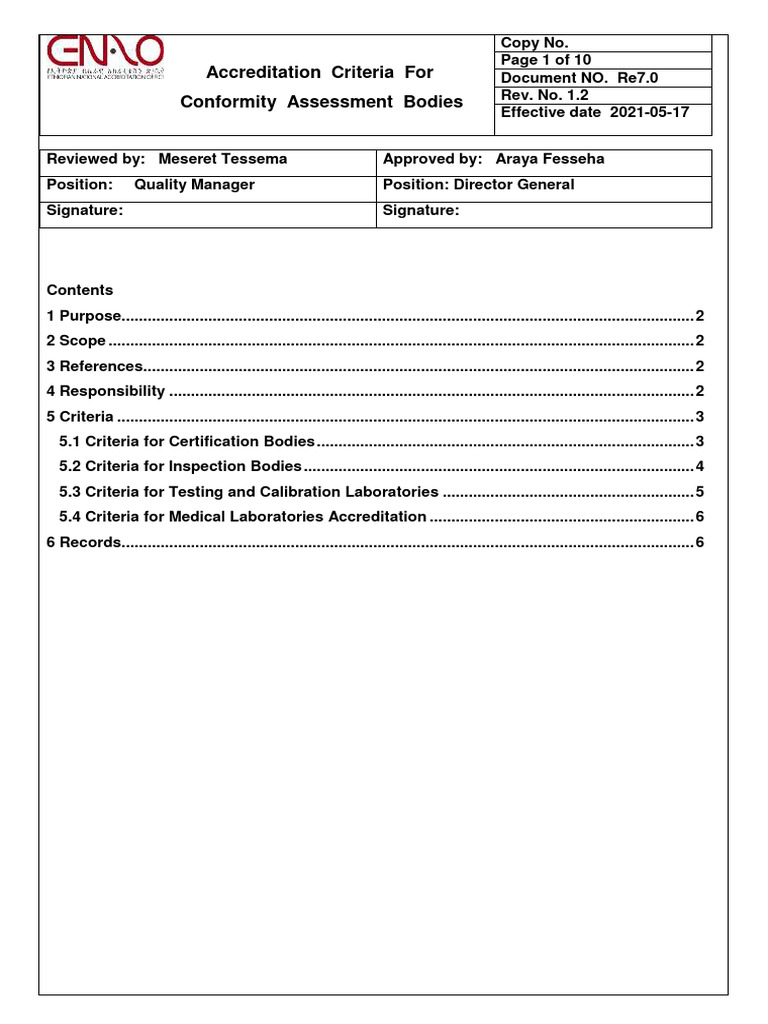 Re 7 0 Accreditation Criteria | PDF