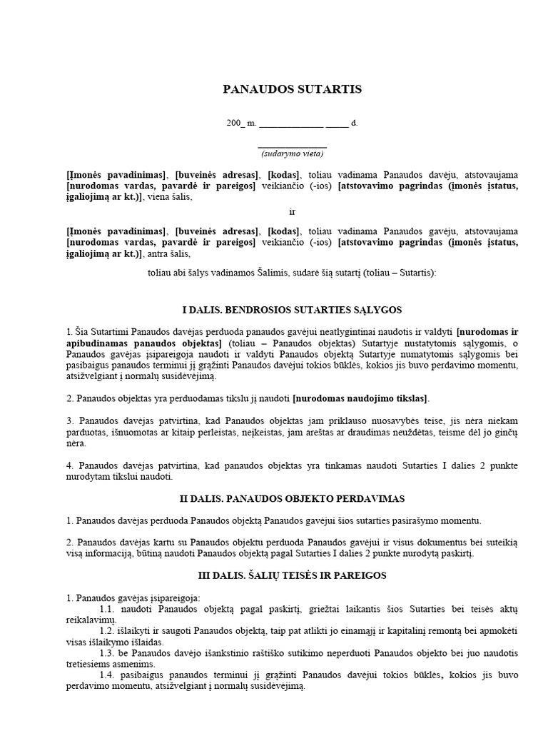 15967-Panaudos Sutartis 2008 Original | PDF