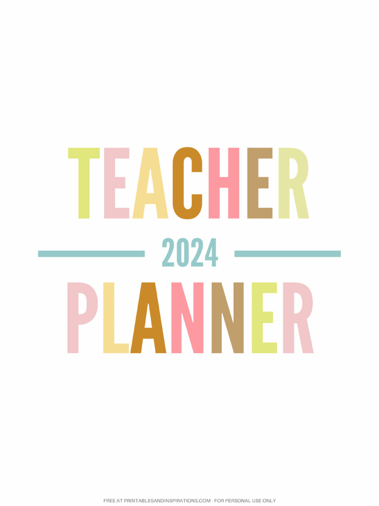 2024 Teacher Sunday Calendar A4 | PDF