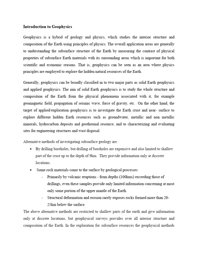 Introduction To Geophysics | PDF | Geophysics | Earth