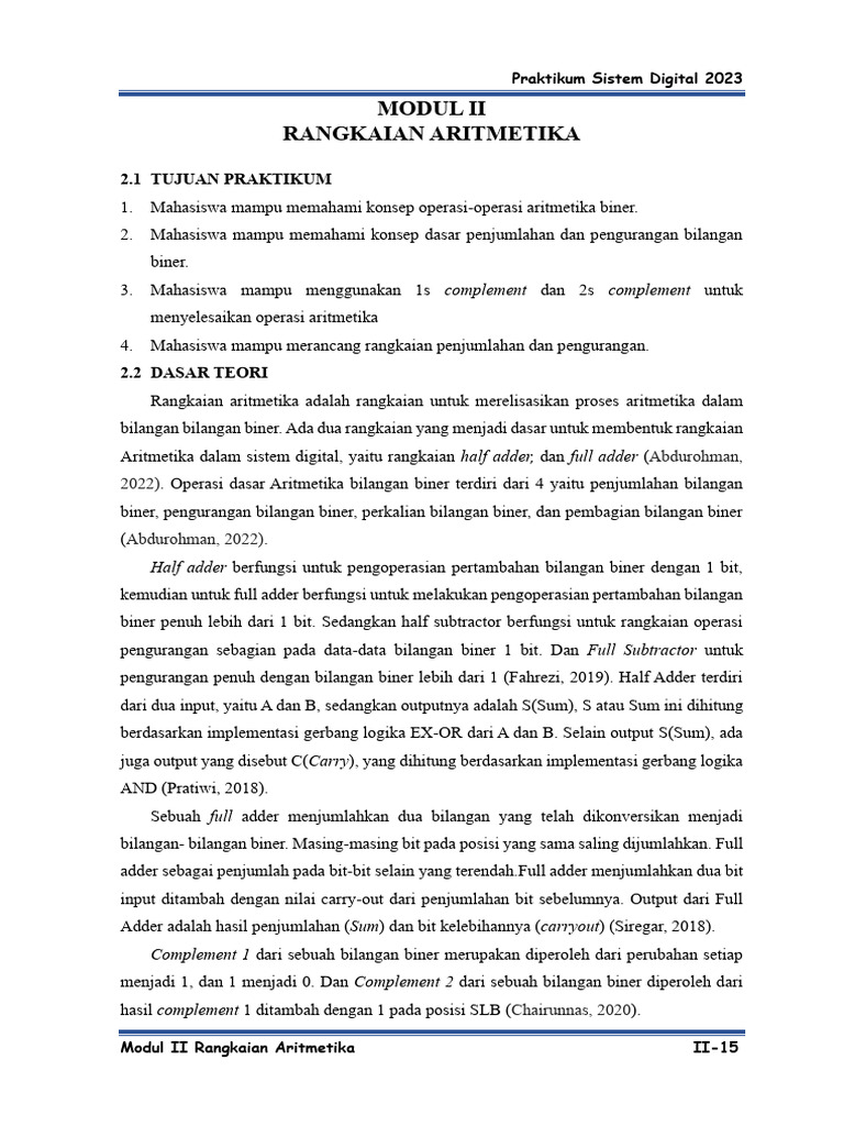 LAPRAK MODUL 2 RANGKAIAN ARITMETIKA | PDF