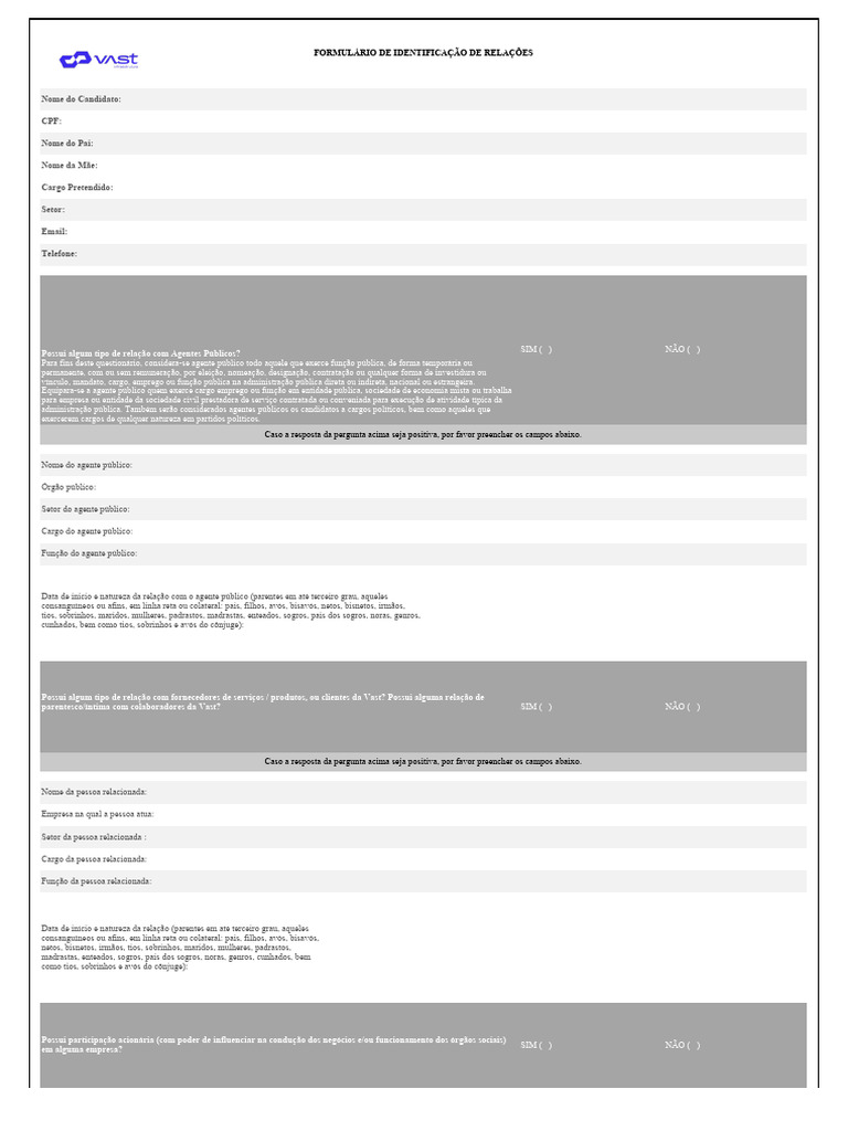 FO-JUR-002 - Formulário de Identificação de Relações Do Candidato - v2 ...