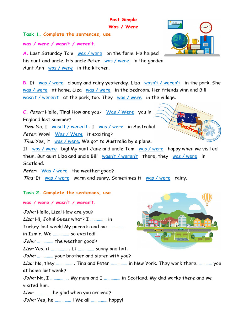 Past Simple: Was/Were Exercises | PDF