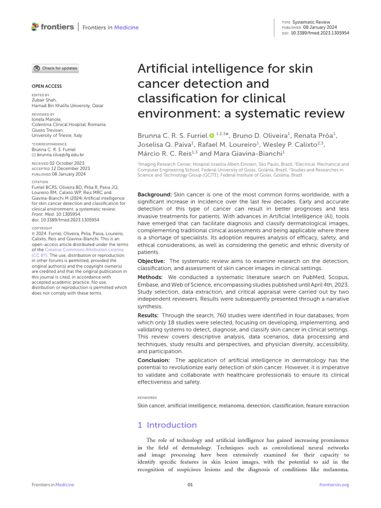 Artificial Intelligence For Skin Cancer Detection and Classification ...