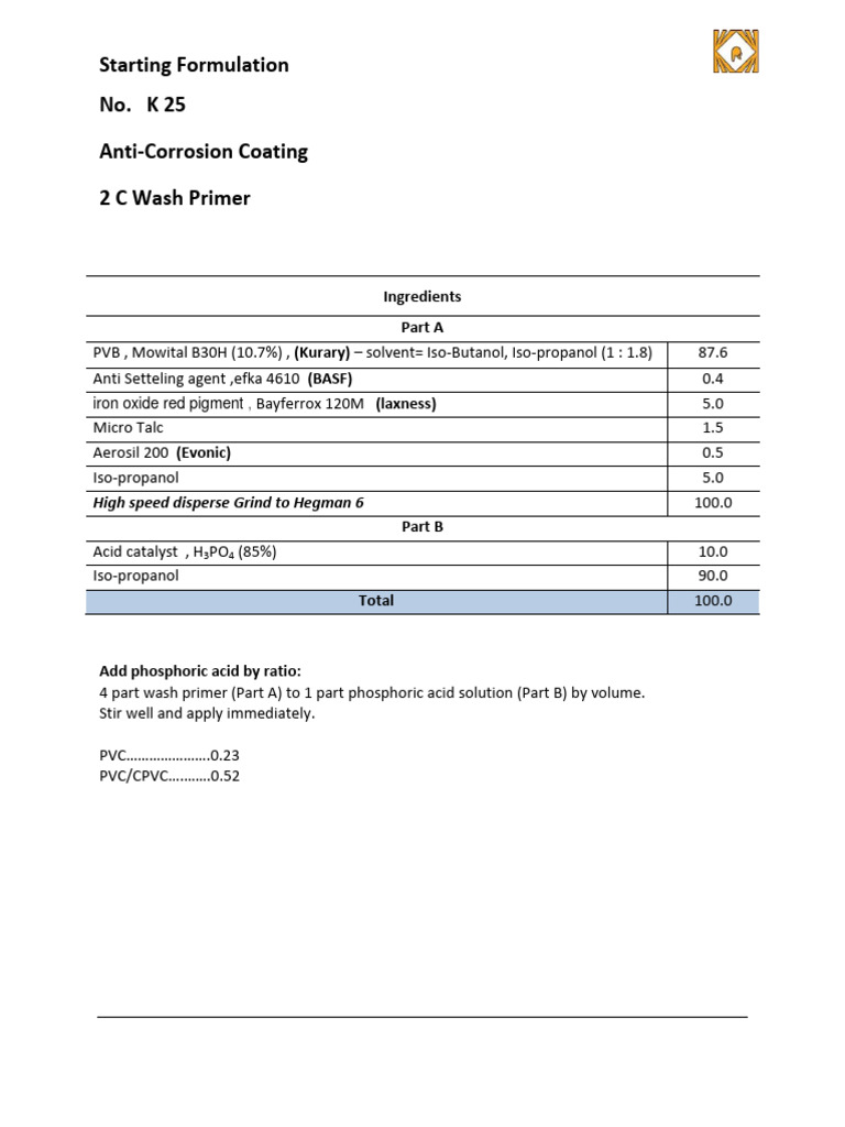 K25-Anti-Corrosion Coating-Wash Primer-Anti-Corrosion Coating | PDF