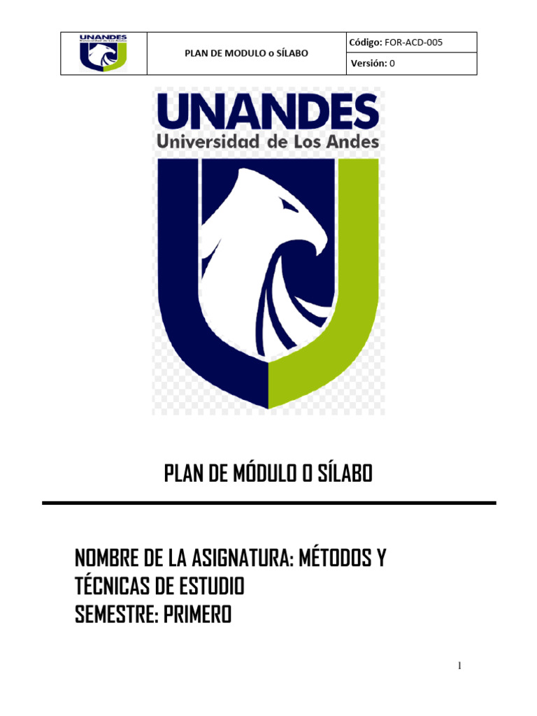 PLAN de MODULO - Metodos y Tecnicas de Estudio_Lic. Guillermo Coronel_Mañana 1-C | PDF ...