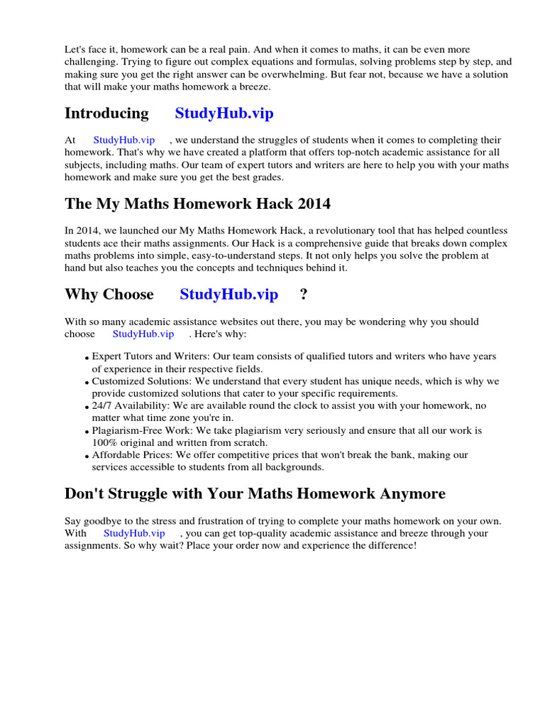 My Maths Homework Hack 2014 | PDF | Mathematics | Homework