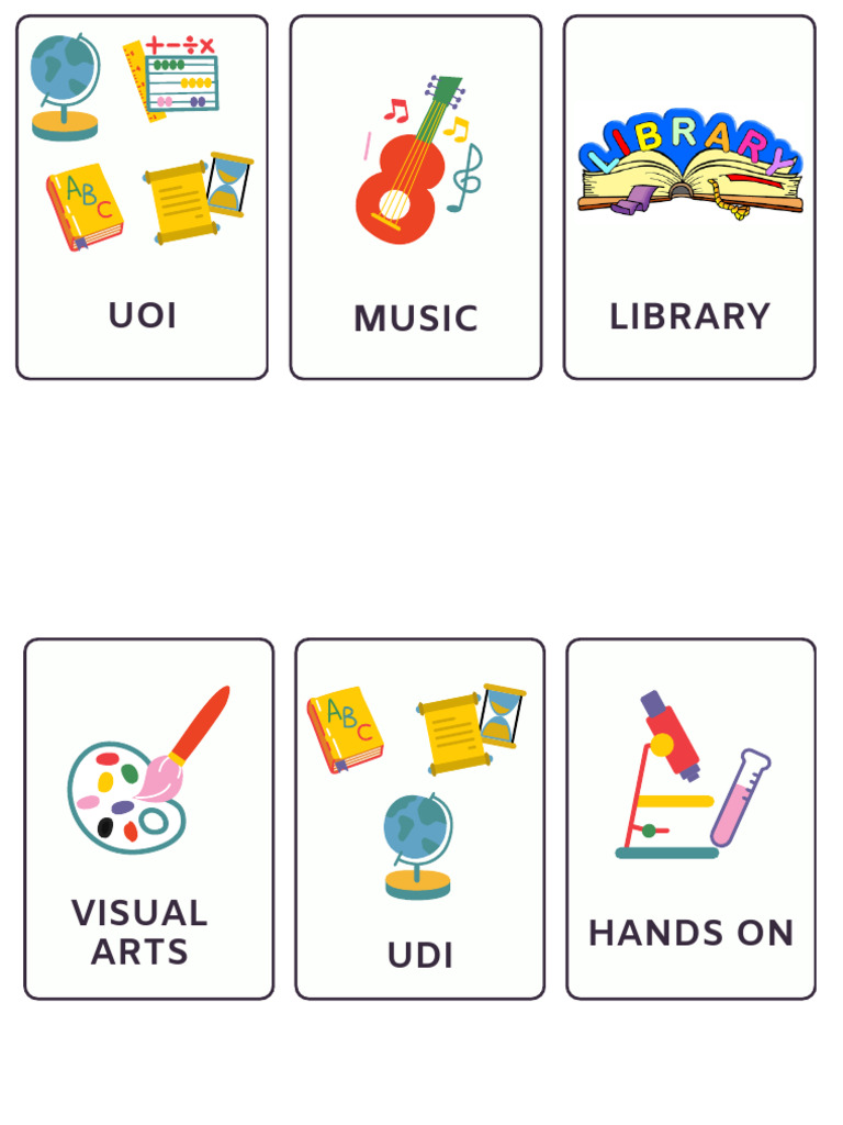 White Colorful School Subjects Flashcards | PDF