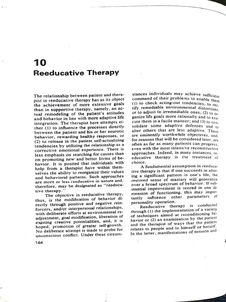 Reeducative Therapy | PDF | Psychotherapy | Behaviour Therapy