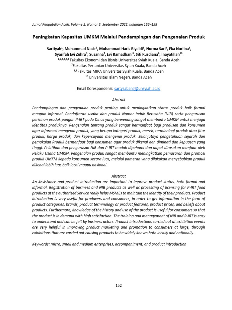 Peningkatan Kapasitas UMKM Melalui Pendapmpingan Dan Pengenalan Produk | PDF