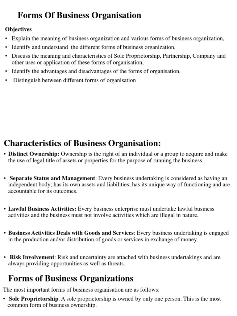 Forms of Business Organisation | PDF | Partnership | Sole Proprietorship