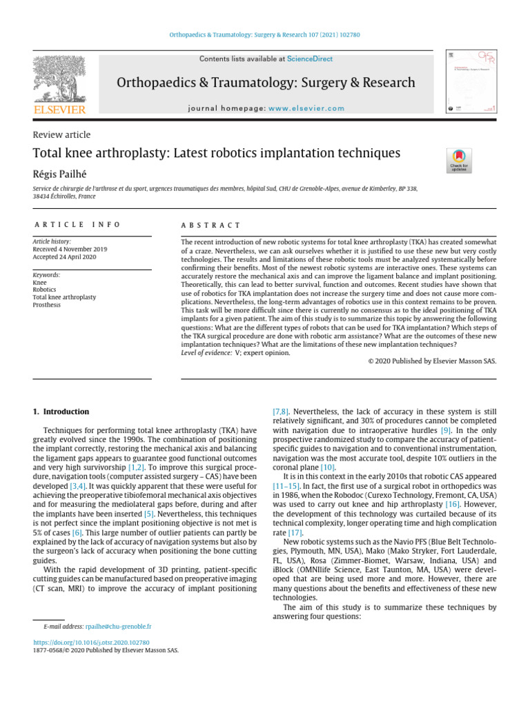 Robotic Alignment of Knee | PDF | Surgery
