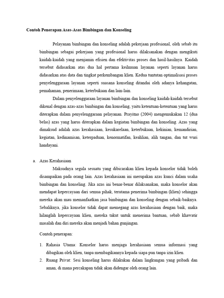 Contoh Azas Azas BK | PDF