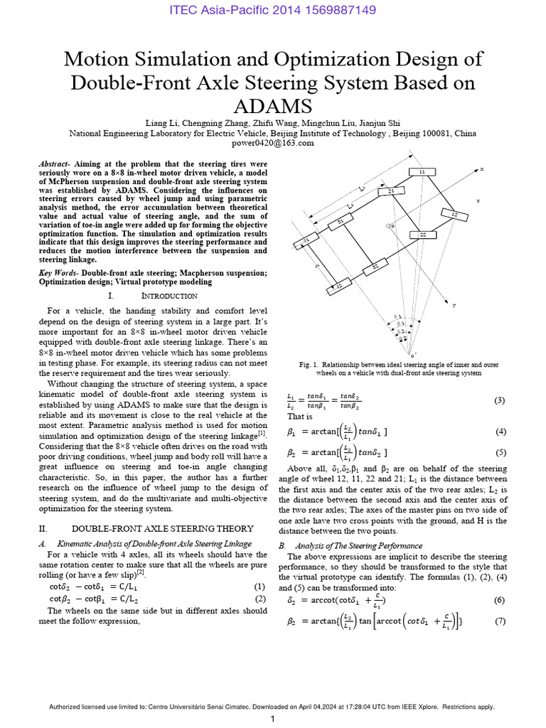 Motion Simulation and Optimization Design of Double-Front Axle Steering ...