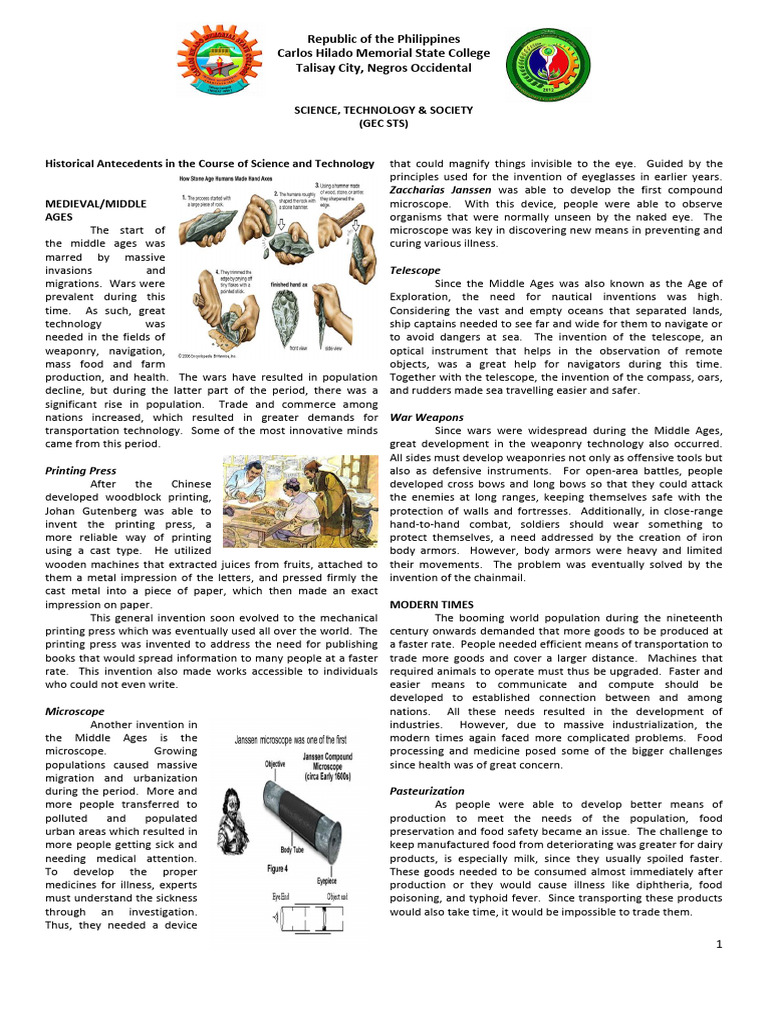 HAND-OUTS STS 2 HISTORICAL-ANTECEDENTS - Medieval-Modern | PDF ...
