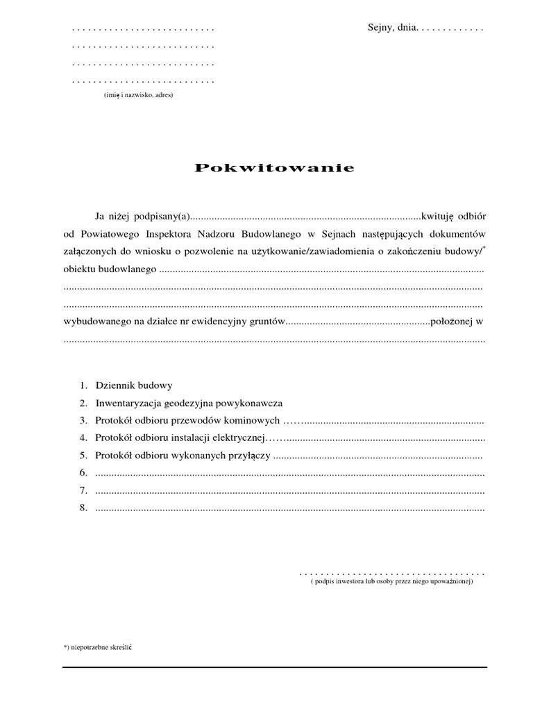 Pokwitowanie odbioru dokumentów | PDF Pokwitowanie odbioru dokumentów | PDF