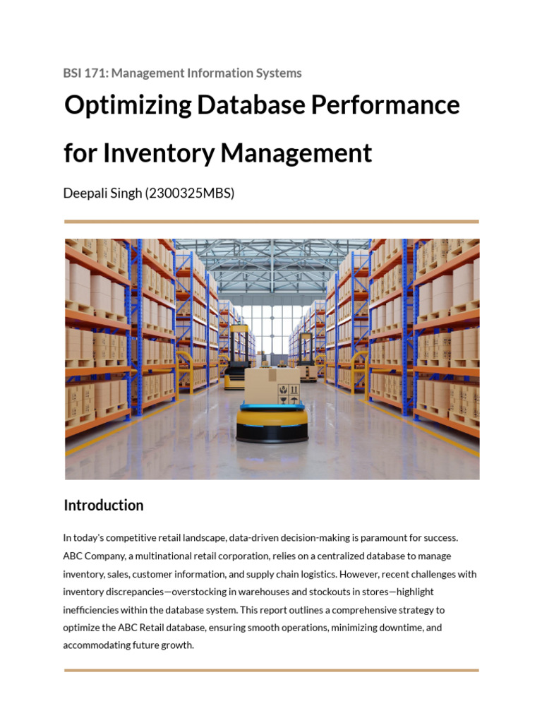 Optimizing Database Performance For Inventory Management | PDF | Cloud Computing | Replication ...