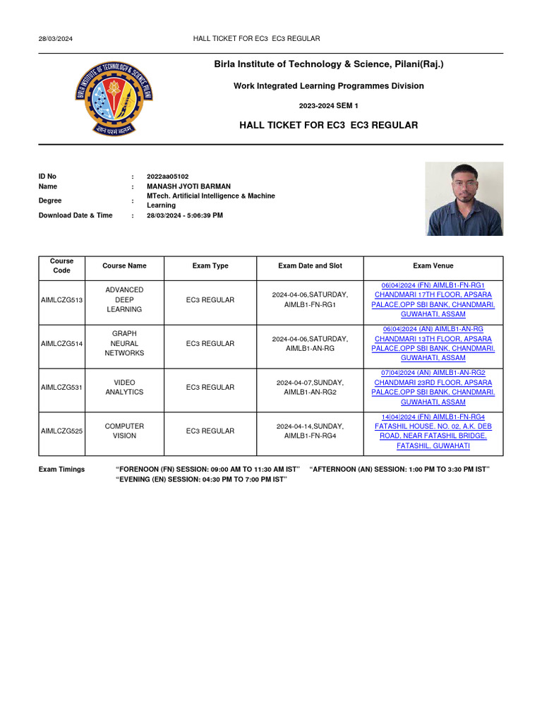 Hall Ticket | PDF | Identity Document | Computing
