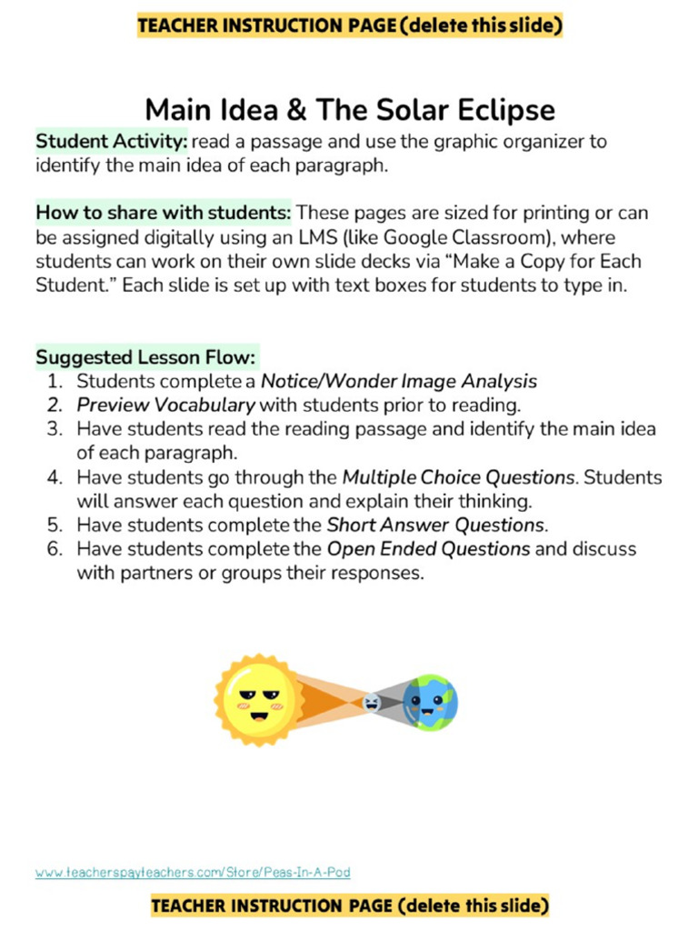 Solar Eclipse 2024 Main Idea | PDF