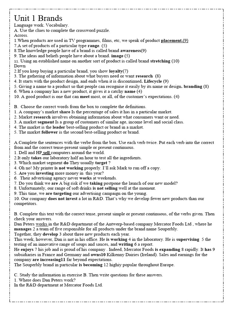 Unit 4 Practice File | PDF | Brand | Supermarket