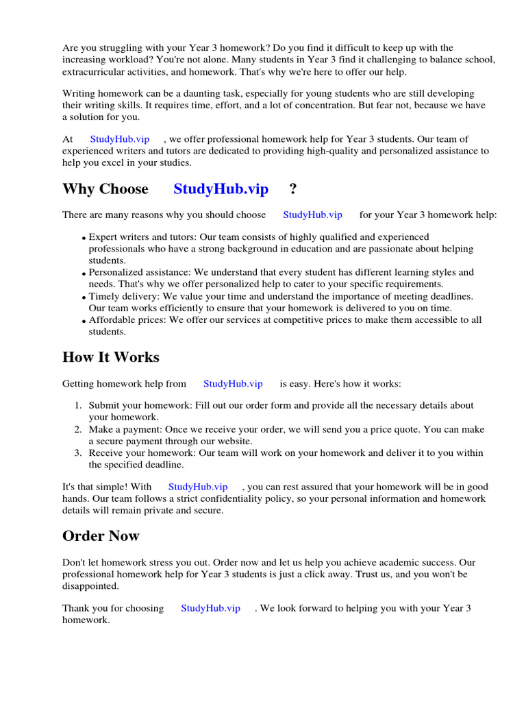 Year 3 Homework Help | PDF | Worksheet | Homework