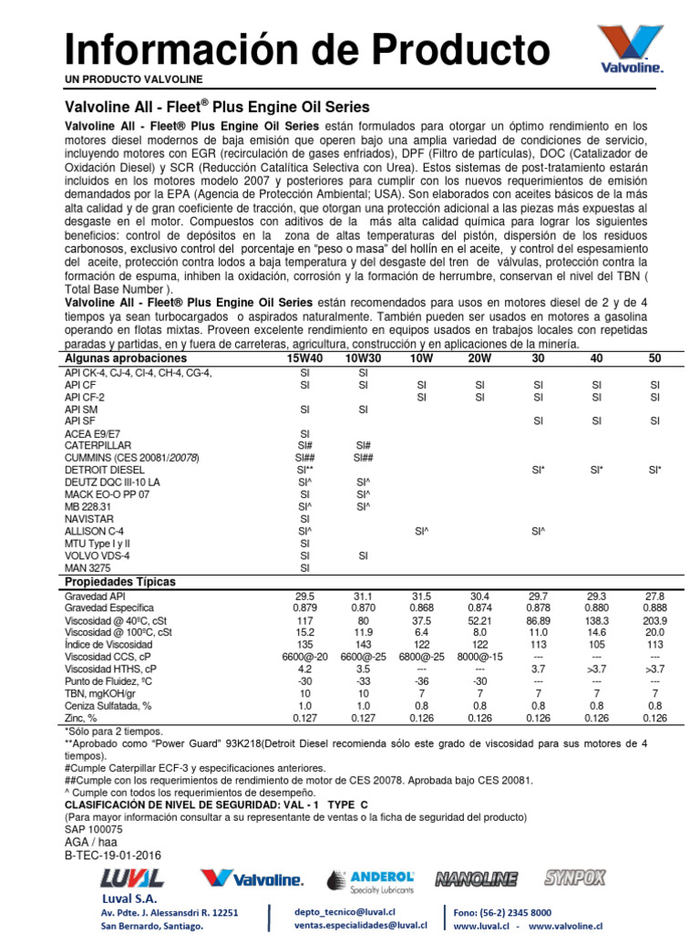ALL FLEET PLUS 15W40 | PDF | Ingeniería de Procesos Químicos | Química