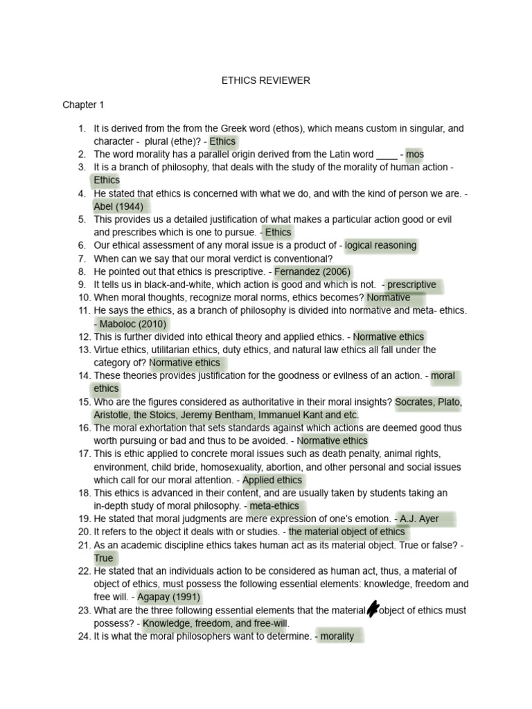 Ethics Reviewer | PDF | Environmental Ethics | Morality