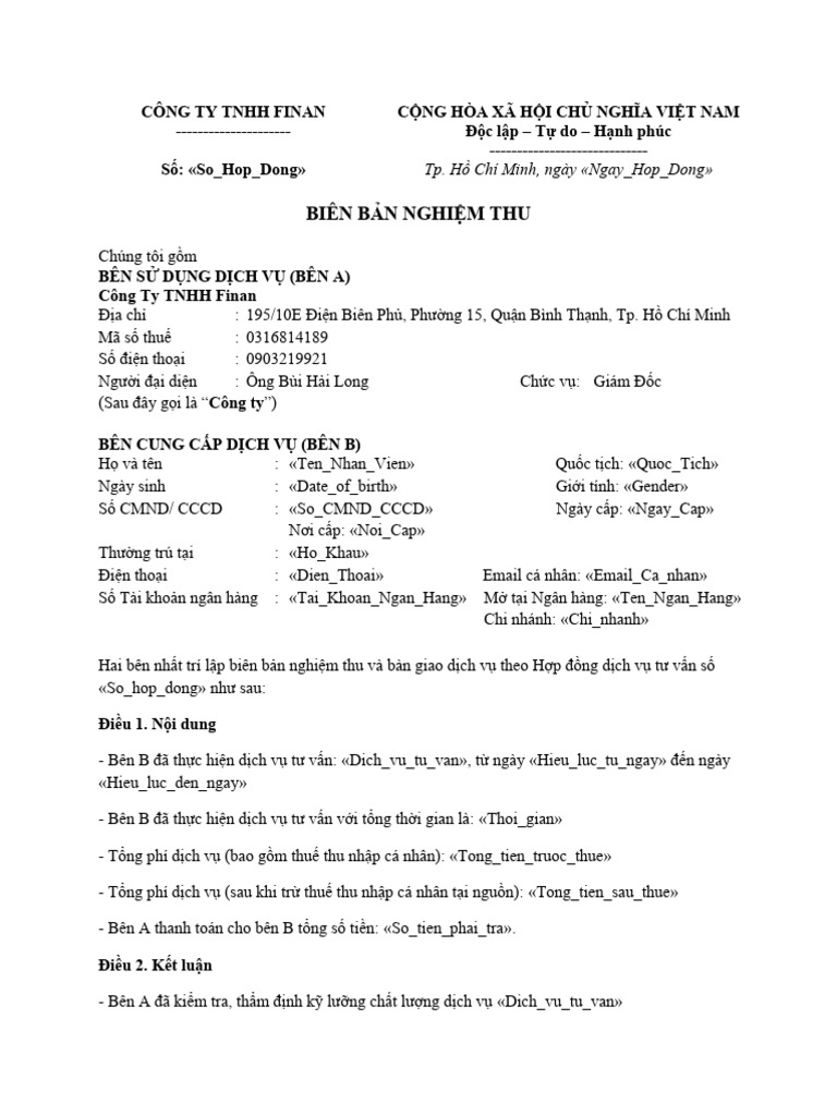 Bien ban nghiem thu | PDF