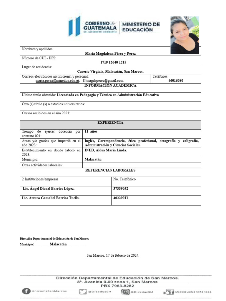 Hoja de Vida Magda Perez | PDF