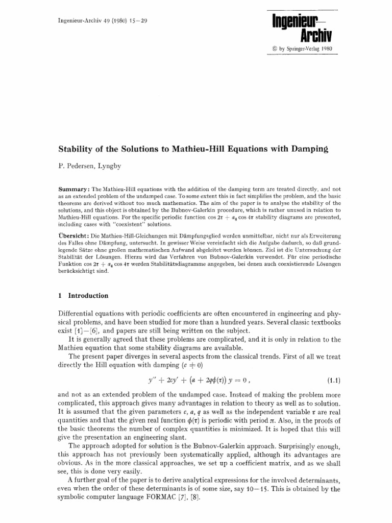 Stability of The Solutions To Mathieu-Hill Equations With Damping | PDF ...