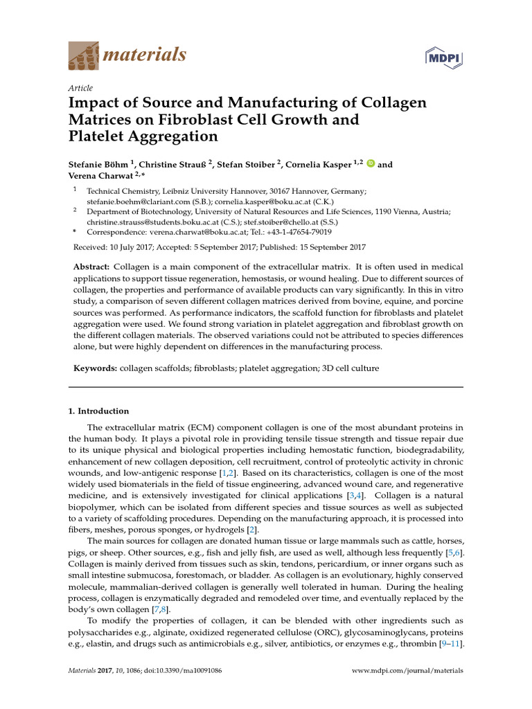 Impact of Source and Manufacturing of Collagen | PDF | Collagen | Platelet