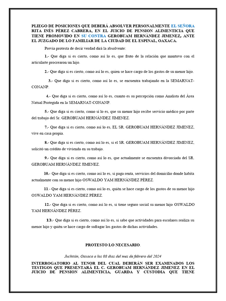 Pliego de Posiciones | PDF