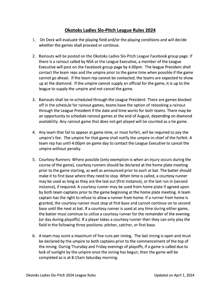 2024 League Rules | PDF