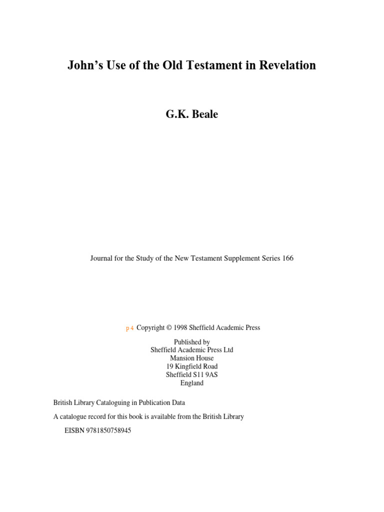 G. K. Beale. John - S Use of The Old Testament in Revelation | PDF ...