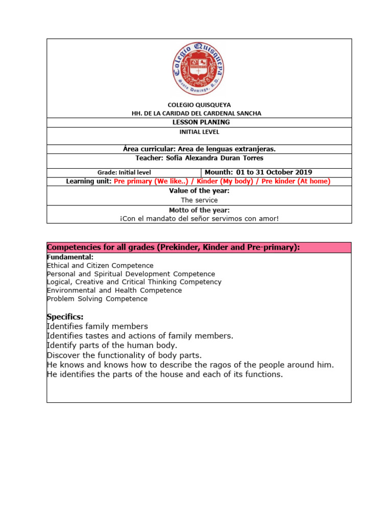 PLANIFICACION OCTUBRE INICIAL | PDF | Liberal Arts Education | Behavior Modification