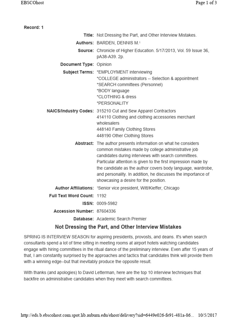 Not Dressing The Part and Other Higher Ed Interview Mistakes | PDF | Career & Growth