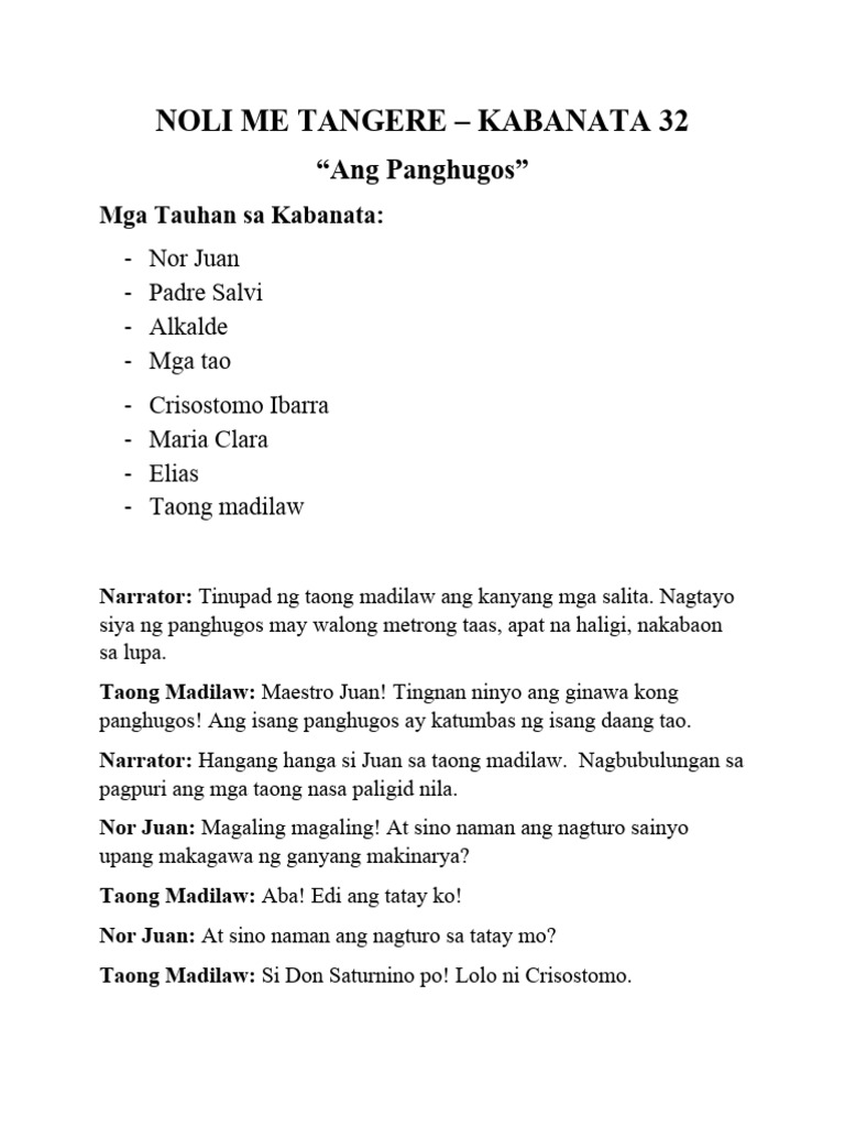 GROUP 7 - FILIPINO (Kabanata 32) Noli Me Tangere | PDF