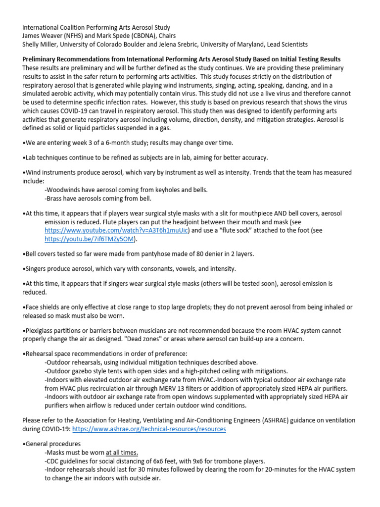 UCB Study Preliminary Recommendations | PDF | Aerosol