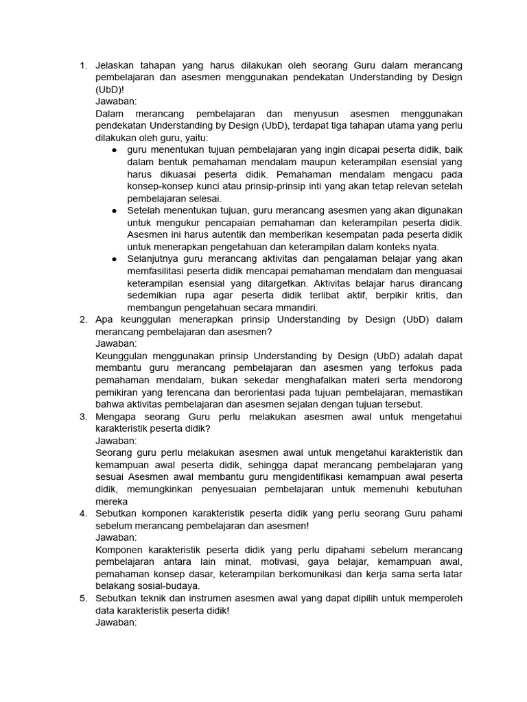 Jawaban UTS Asesmen 2 PPG Prajabatan | PDF