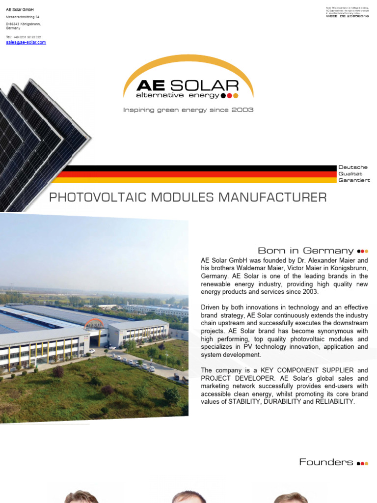 AE Solar Presentation ENG | Download Free PDF | Solar Panel | Photovoltaics