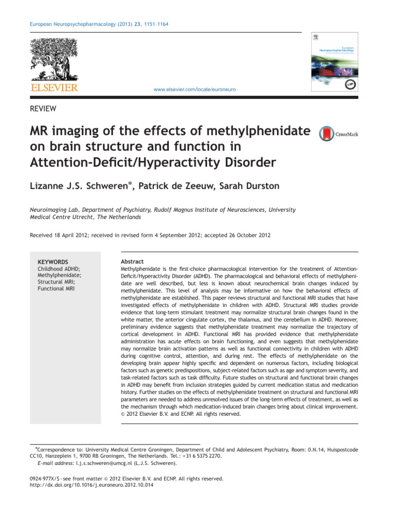 MR Imaging of The Effects of Methylphenidate On Brain ST - 2013 - European Neuro | PDF ...