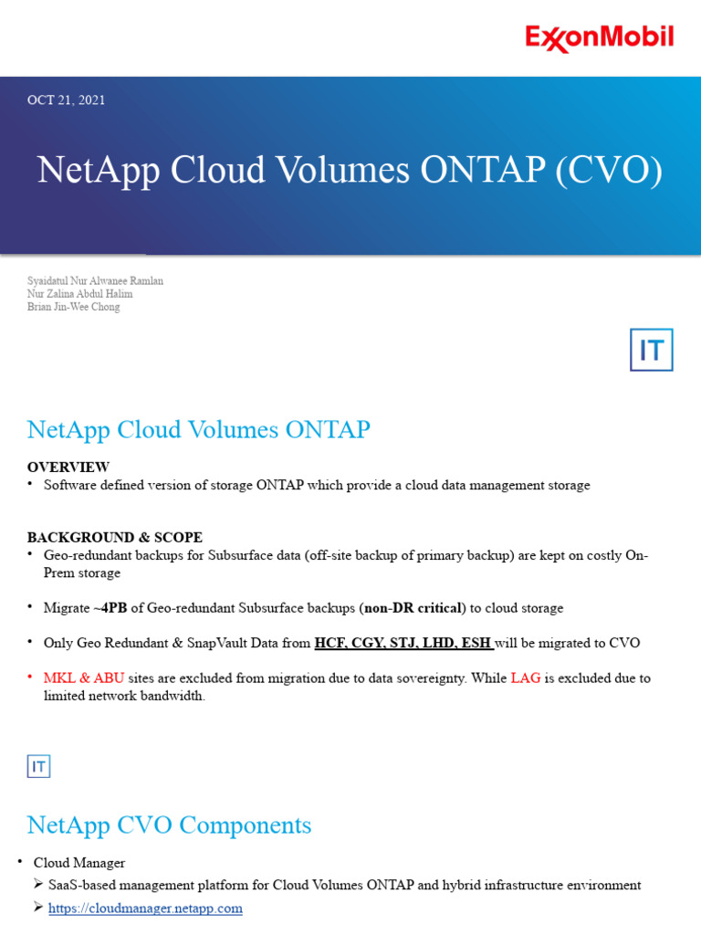 CVO KT Overview | PDF | Cloud Computing | Backup