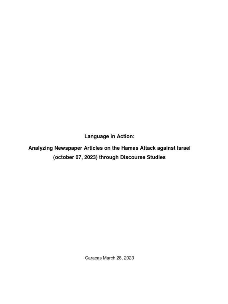 Language in Action - Analyzing Newspaper Articles | PDF | Hamas | Israel