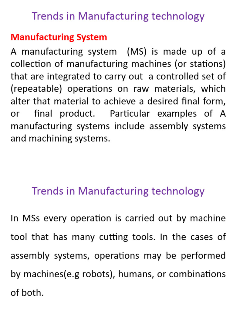 Manufacturing Technology Trends Explained | PDF | Supply Chain | Automation