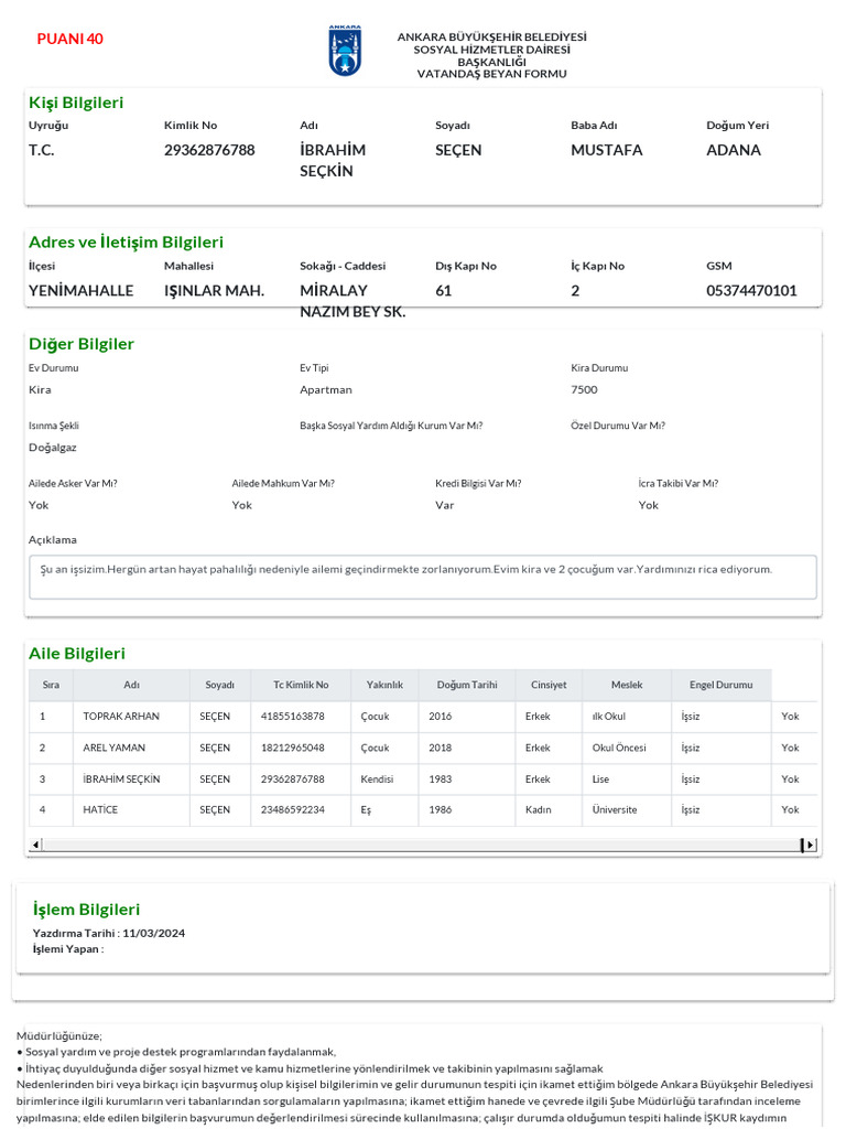 Başvuru Beyan Formu | PDF