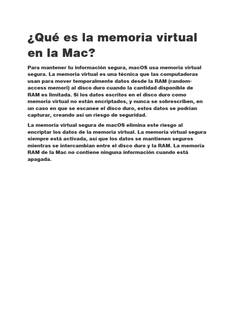 Qué Es La Memoria Virtual en La Mac | PDF