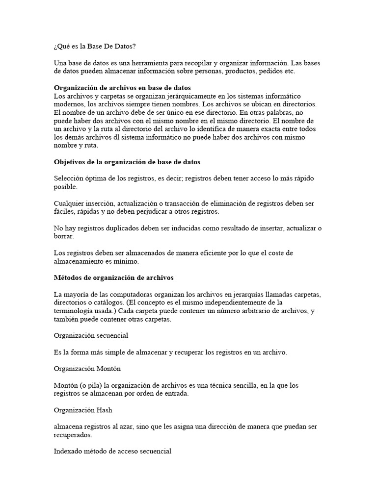 Qué Es La Base de Datos | PDF Qué Es La Base de Datos | PDF