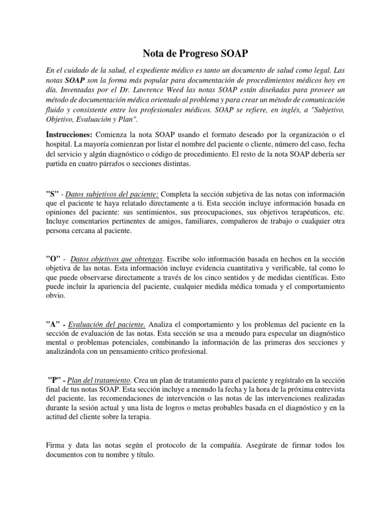 Pasos para SOAP | PDF | Terapia | Paciente