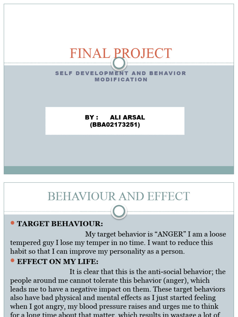 Self Development and Behavior Modification | PDF | Anger | Reinforcement